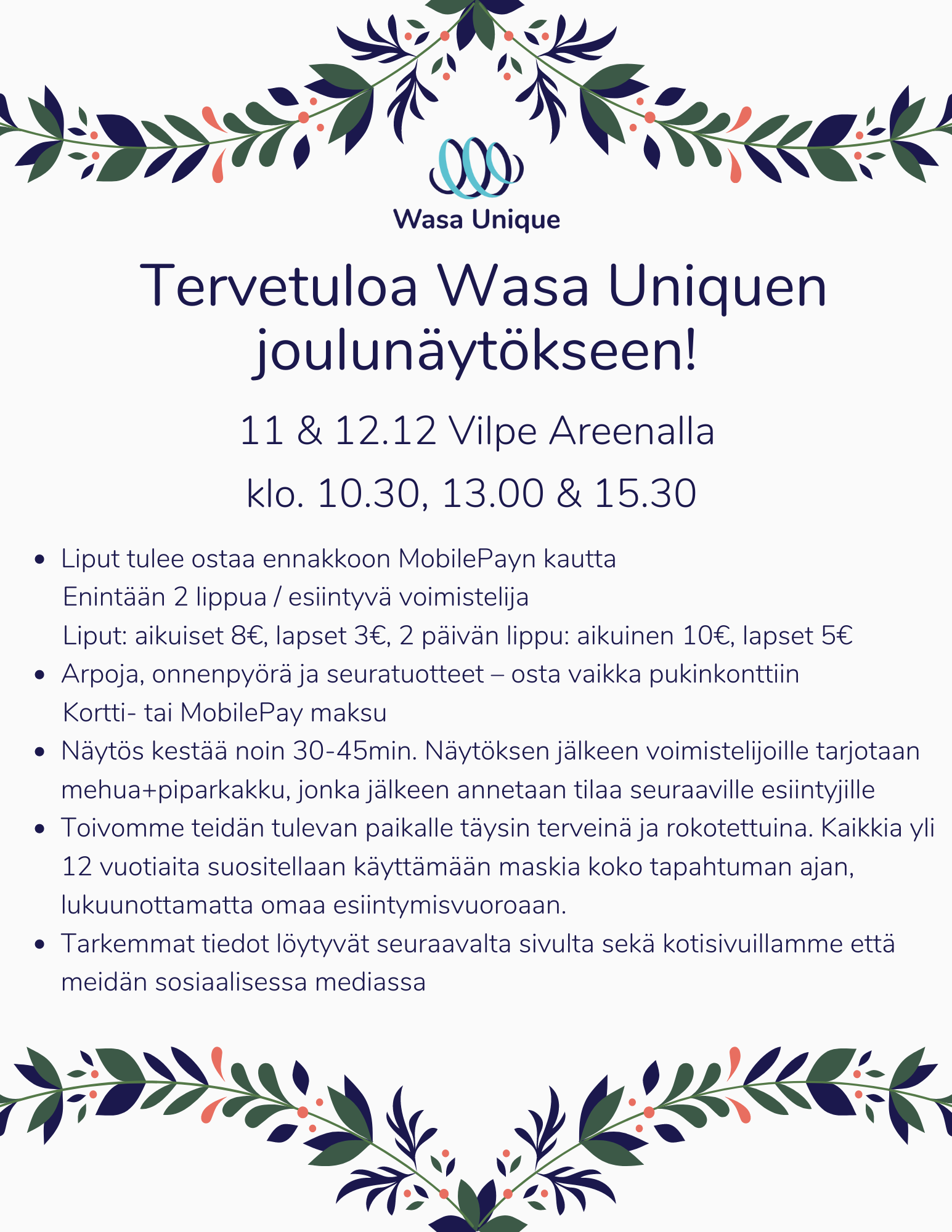 Tervetuloa Wasa Uniquen joulunäytökseen! | Wasa Unique